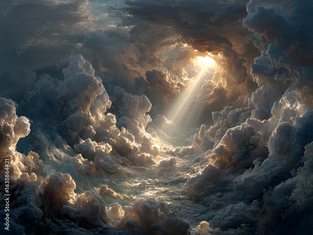 Stock-Foto „Conceptual image: A beacon of light shining through dark ...