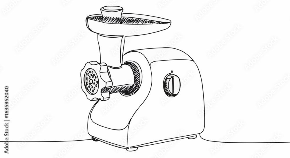 Line drawing of a meat grinder. Stock Vector | Adobe Stock