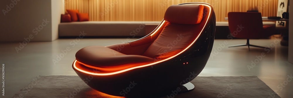 Sleek futuristic recliner chair with built in LED lighting and smart ...