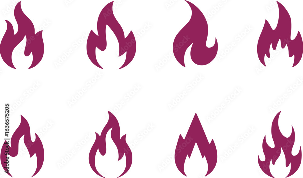 Passionate Flames A Dynamic Array of Unique Fire Icons Symbolizing ...