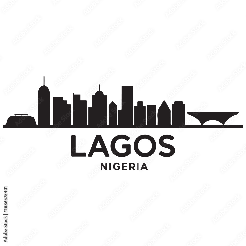 Lagos skyline horizontal banner. Lagos, Nigeria. Vector template for ...
