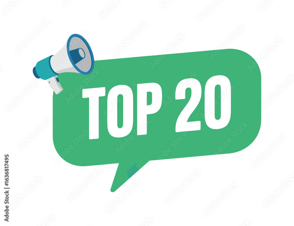 Top 20 Megaphone Speech Bubble Vector Graphic for Ranking Lists and ...