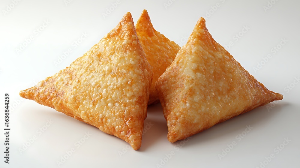 Three perfectly fried crab rangoon on clean white background. Crunchy ...