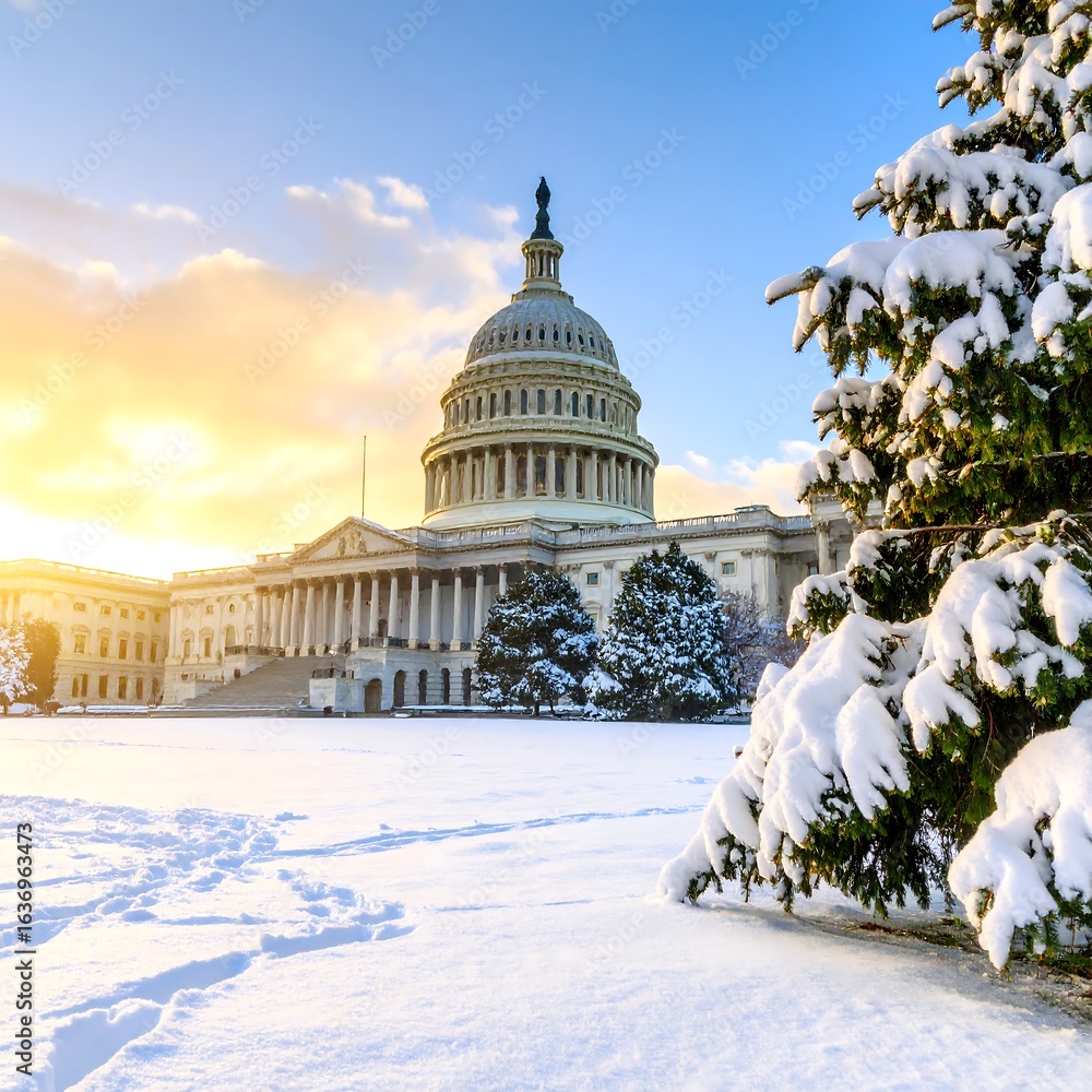 Capitol Building in Winter Stock Photo | Adobe Stock