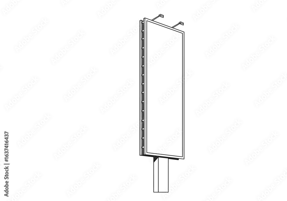 Outline of a tall rectangular billboard structure with supporting beams ...