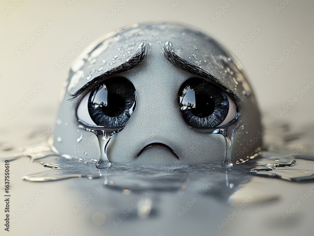 Sad D Character Crying in Water Stock Photo | Adobe Stock