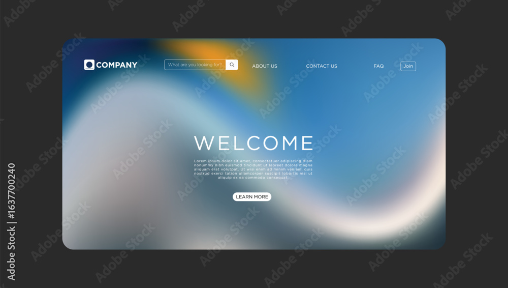 Modern welcome page design for website or app with search bar and ...