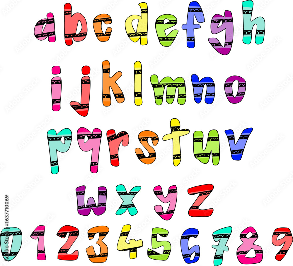 Preppy Back to School Alphabet Crayon Hand-drawn Letter First Day of ...