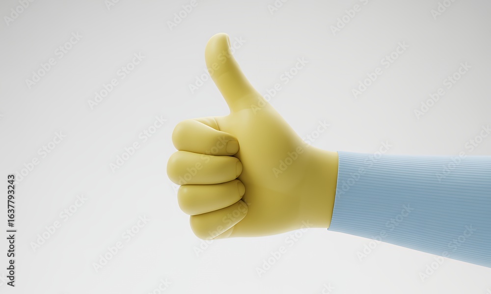 3D Cartoon Thumbs Up High-Quality Positive Gesture Illustration for ...