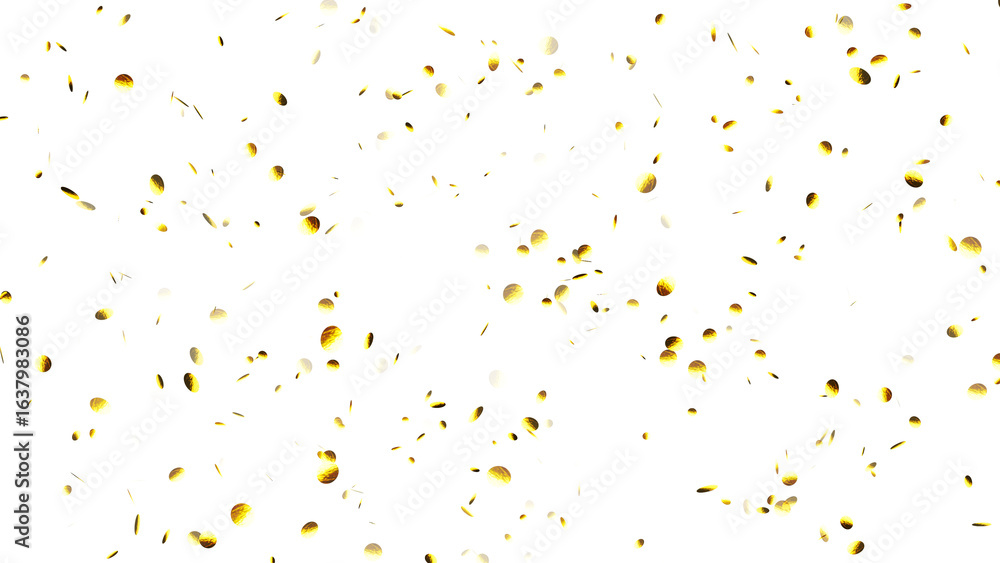 round gold confetti falling isolated on transparent background, texture ...