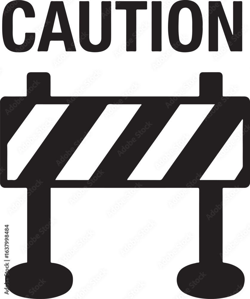 Caution tape icon silhouette vector, perfect for safety warnings ...