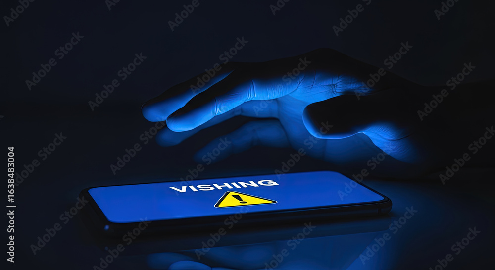 Vishing Scam Alert on Mobile Phone: Hand Reaching for Device Displaying ...
