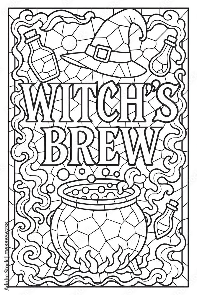 Stockillustrationen Witch’s Brew Halloween Coloring Page with Cauldron ...