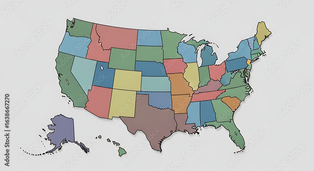Stock-Foto „US map, USA map, United States map, USA map with state ...