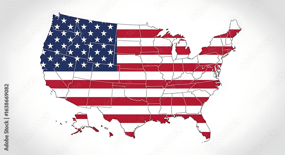 Photo Stock US map, USA map, United States map, USA map with state ...