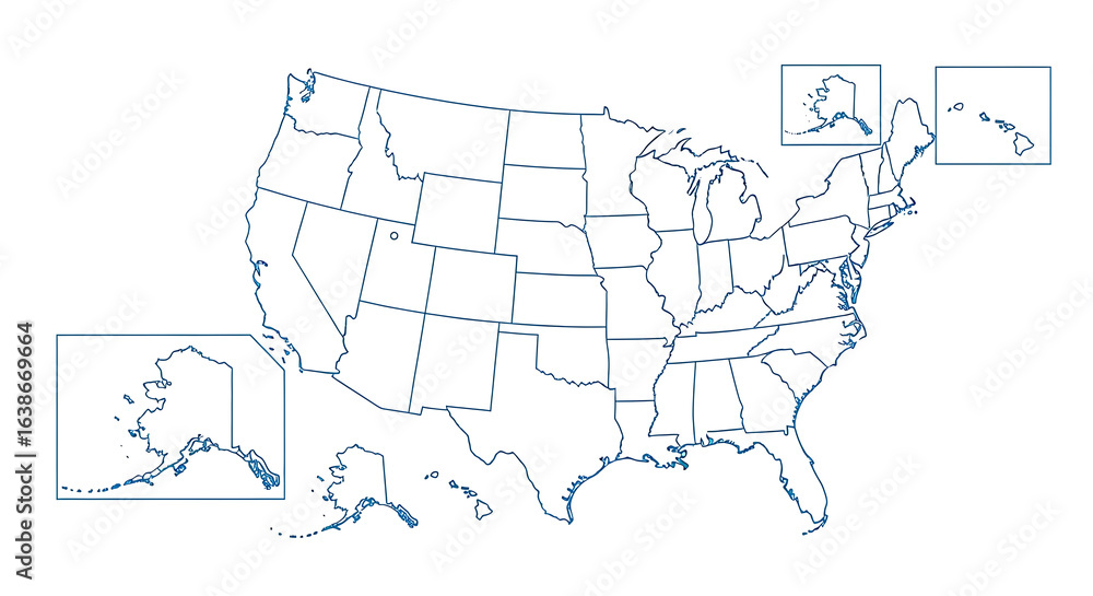 US map, USA map, United States map, USA map with state names, US states ...