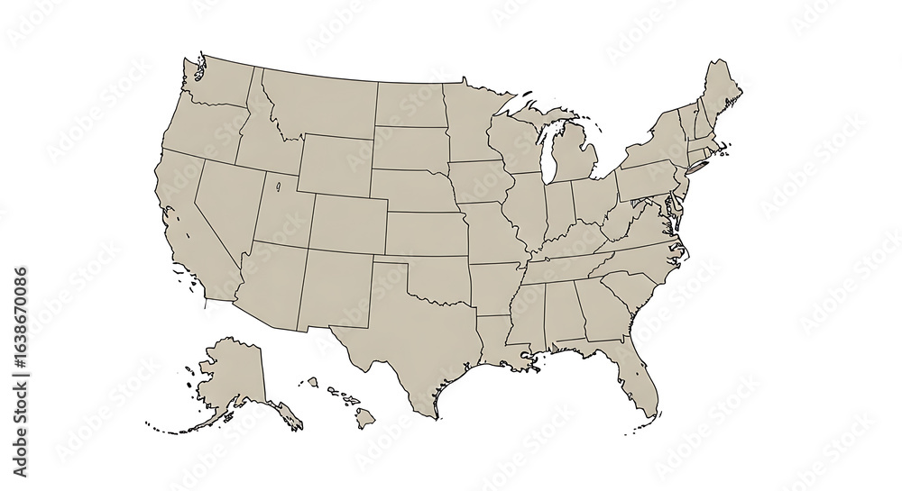 Stock-Foto „US map, USA map, United States map, USA map with state ...