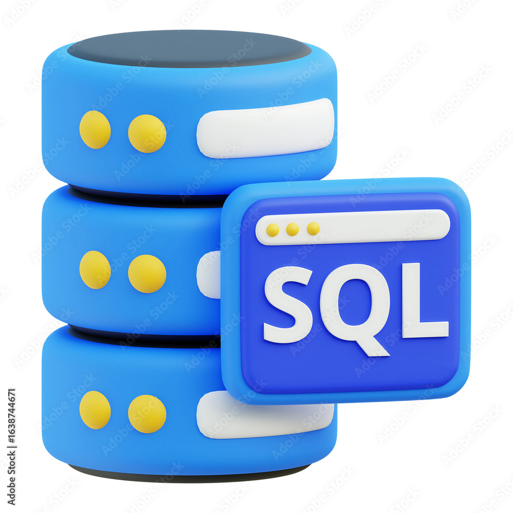 SQL 3D Icon, Database Management Illustration Isolated Transparent PNG, Structured Query ...