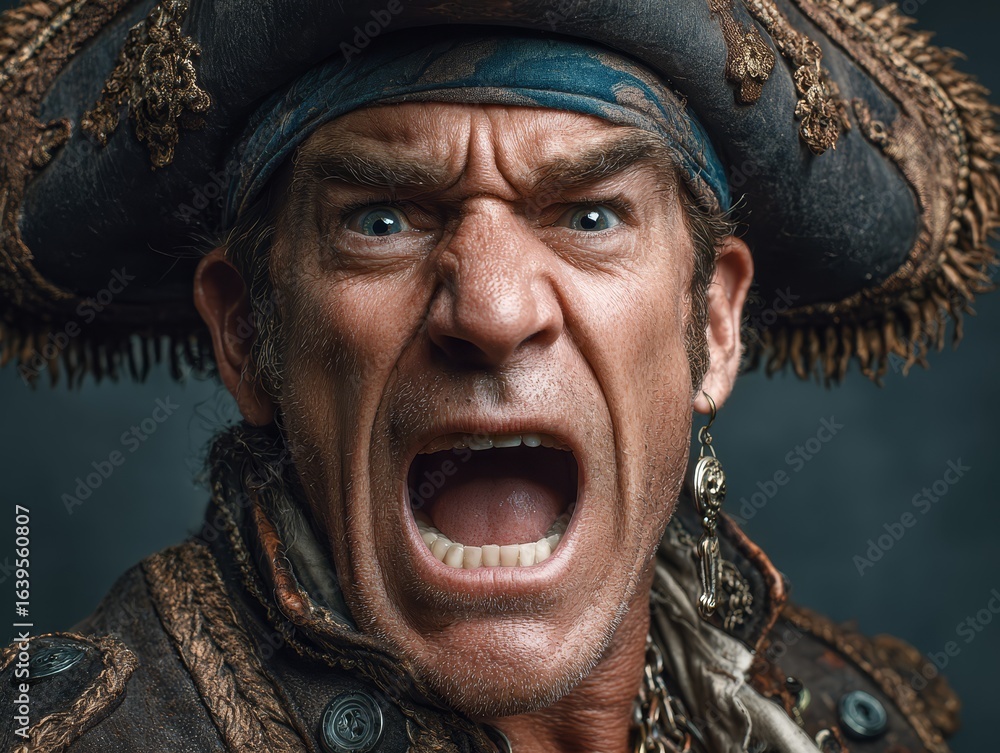Furious Pirate Captain Shouting - Close-up Portrait for International ...
