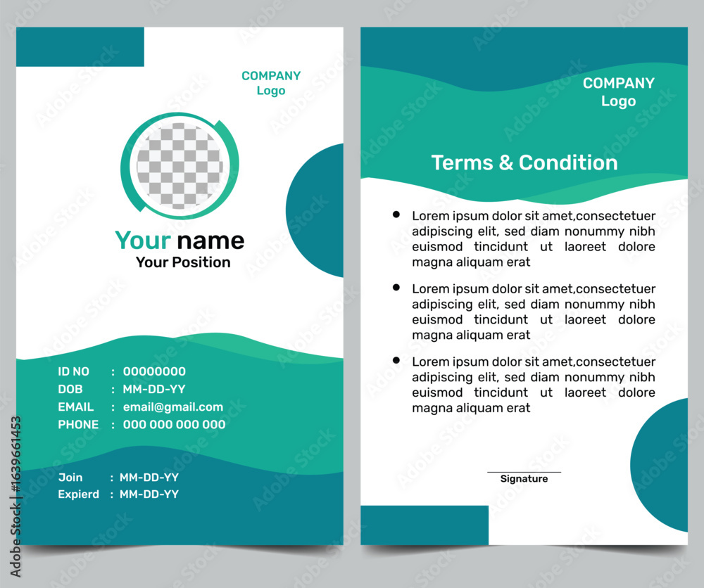 Office identity card layout. Professional employee ID card. Modern ID ...