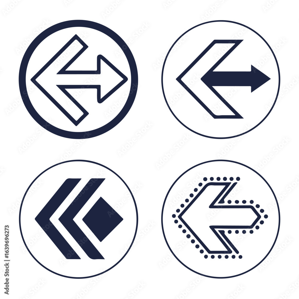 Circular arrow icons in multiple styles representing navigation ...