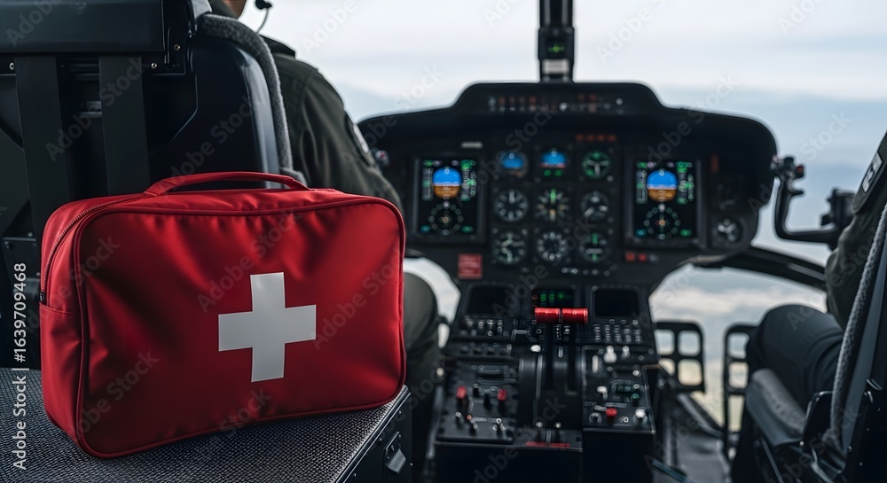 Essential first aid kit ready for emergency medical response inside a ...