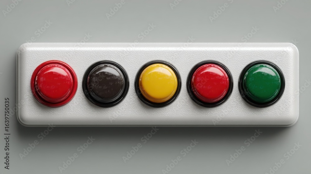 White switch with four red yellow and green buttons representing ...
