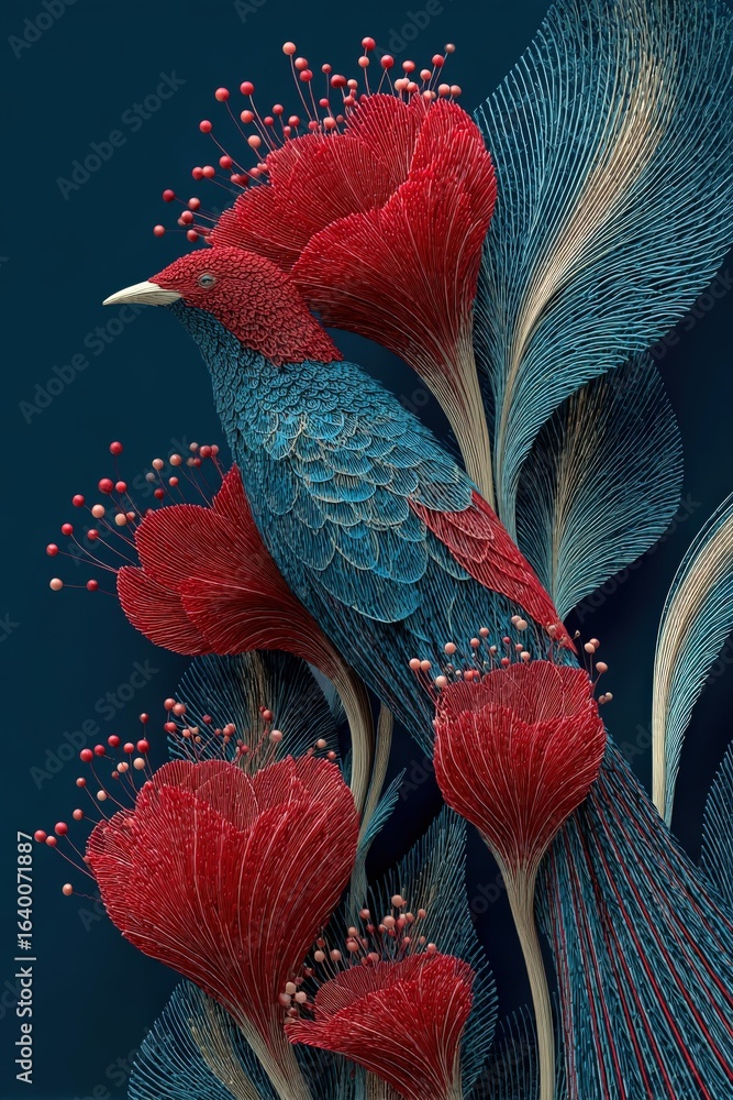 Stylized representation of Wilson's Bird-of-paradise tail wires in ...
