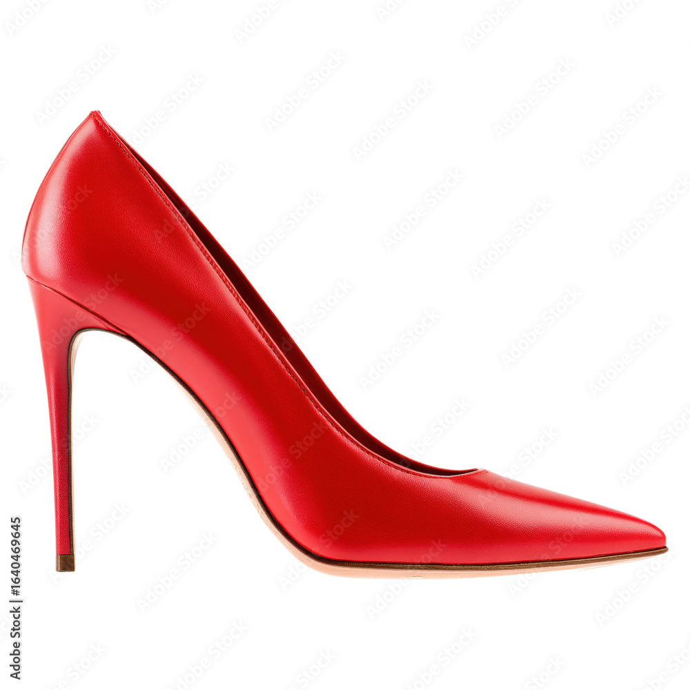 Glossy Red High Heeled Shoe Made of Classic Leather Design Stock Photo ...