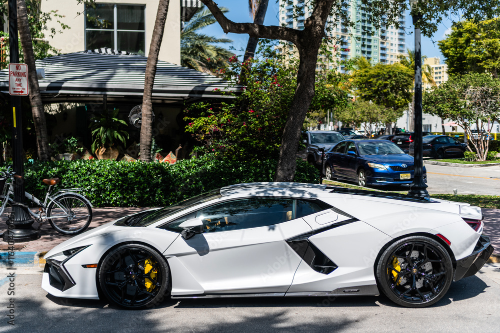 Miami, Florida, USA - April 13, 2025: Car Lamborghini Revuelto parked ...