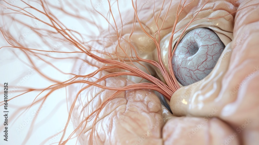 Human pituitary gland with nerves, a detailed 3D medical illustration ...