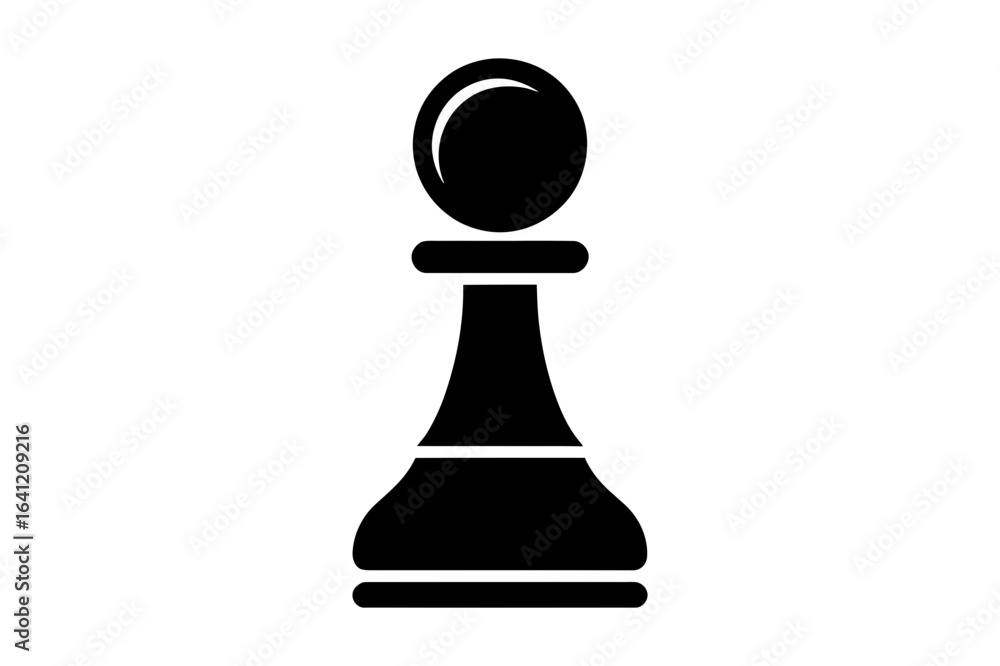 Illustration of a simple black chess pawn piece with a rounded top on a ...