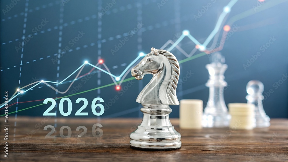 Business strategy for the Year of the Horse 2026 with a chess knight ...