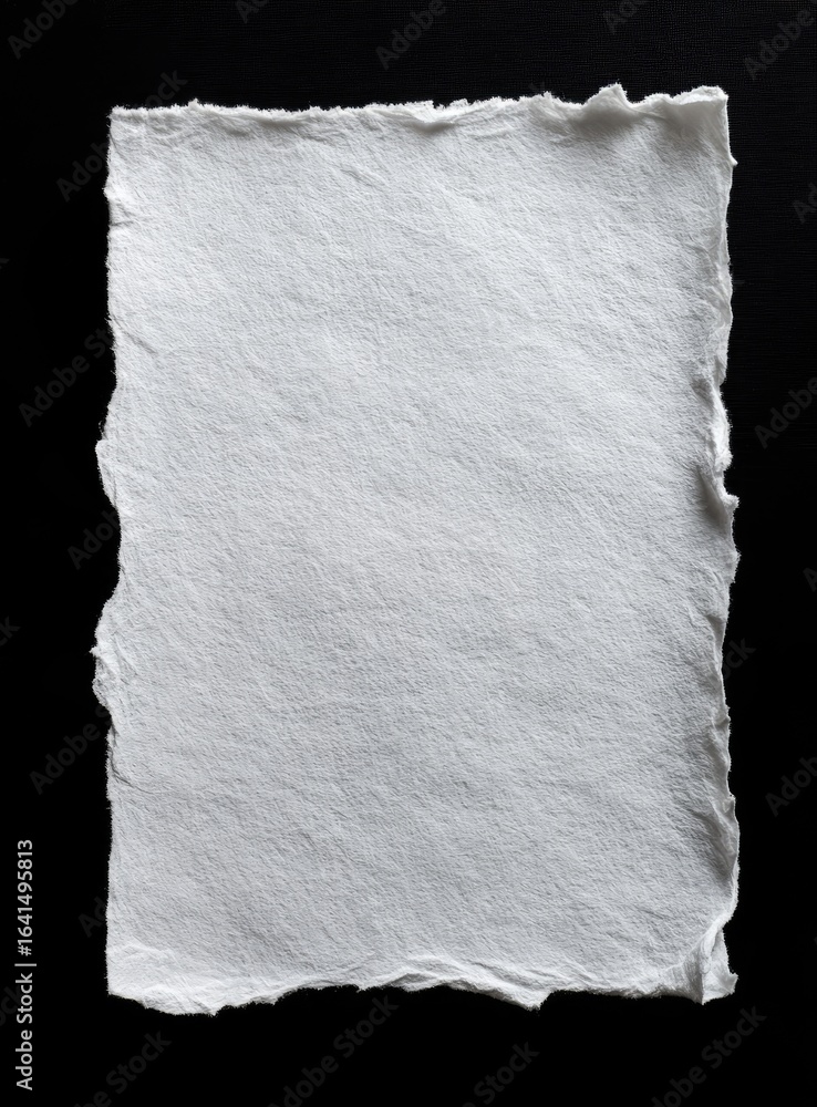 Blank, off-white paper sheet with uneven edges, laid flat against a ...