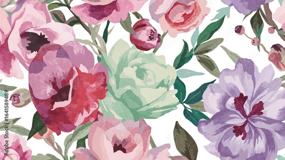 High-resolution digital floral design fabric print Stock Photo | Adobe ...