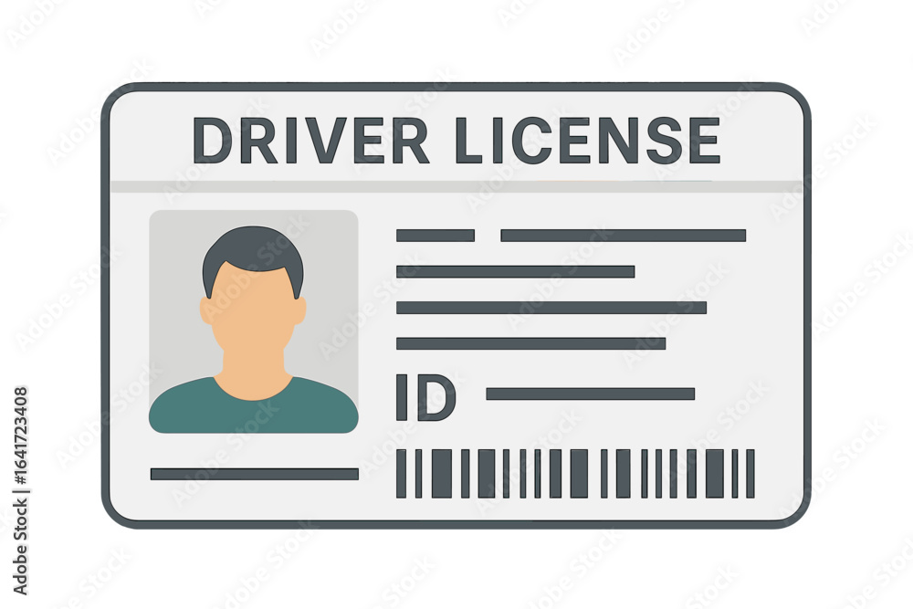 Driver License ID Card Vector Illustration, Identification Document ...