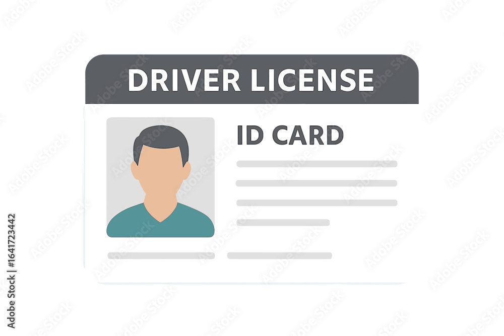 Driver License and ID Card Vector Illustration with Male Profile on ...