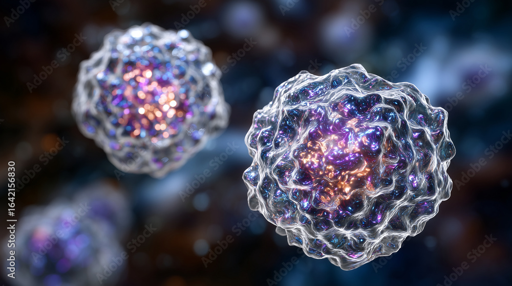 Magnified view of T cells and B cells with crystal-clear structural ...