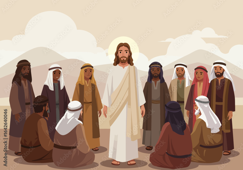 Jesus Christ with Apostles in Ancient Middle Eastern Setting ...