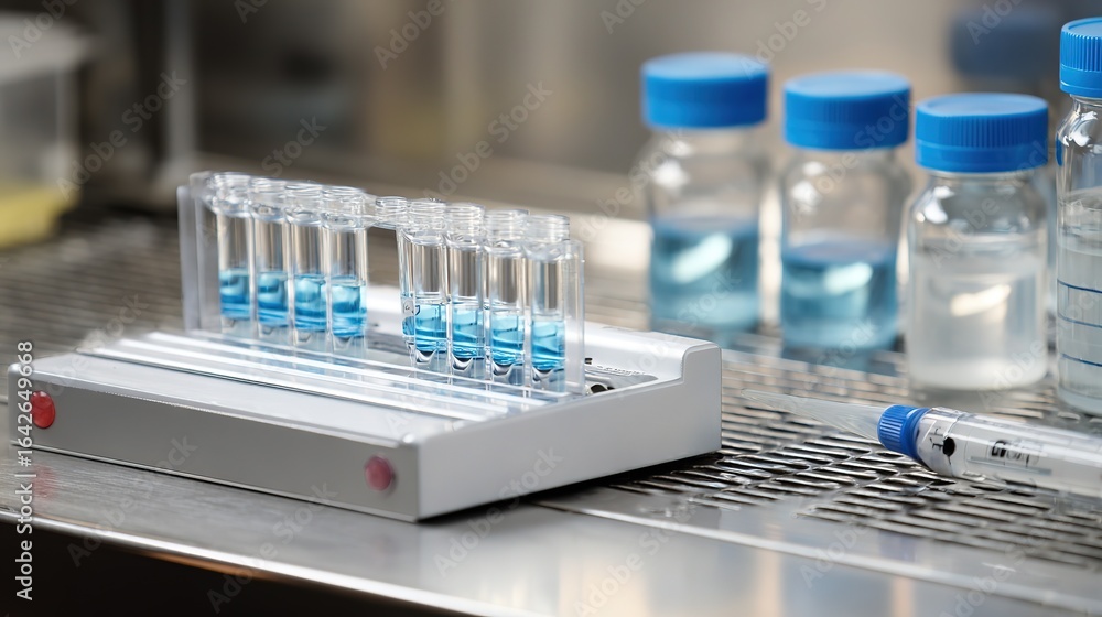 Genetic engineering theme, clear blue bands visible in the ...