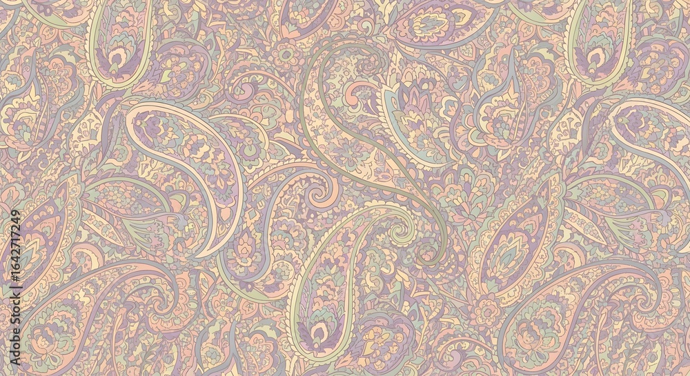 Pastel paisley pattern design with intricate swirls and curves. Stock ...