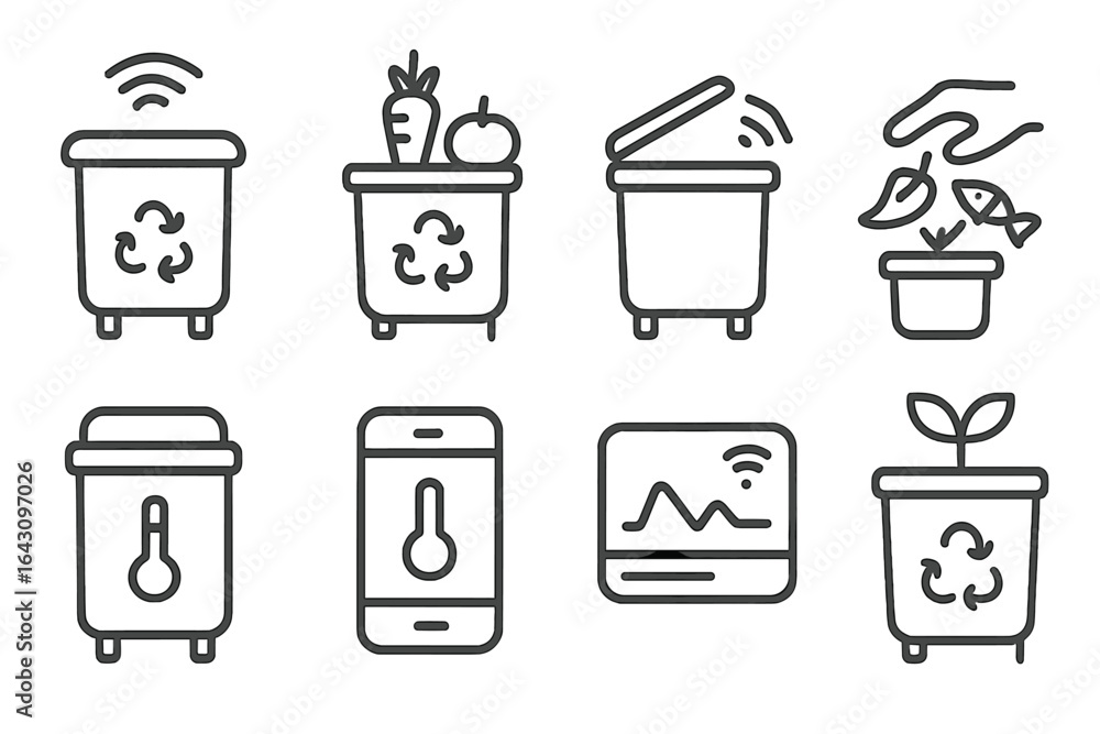 Smart waste management system featuring connected bins and recycling ...