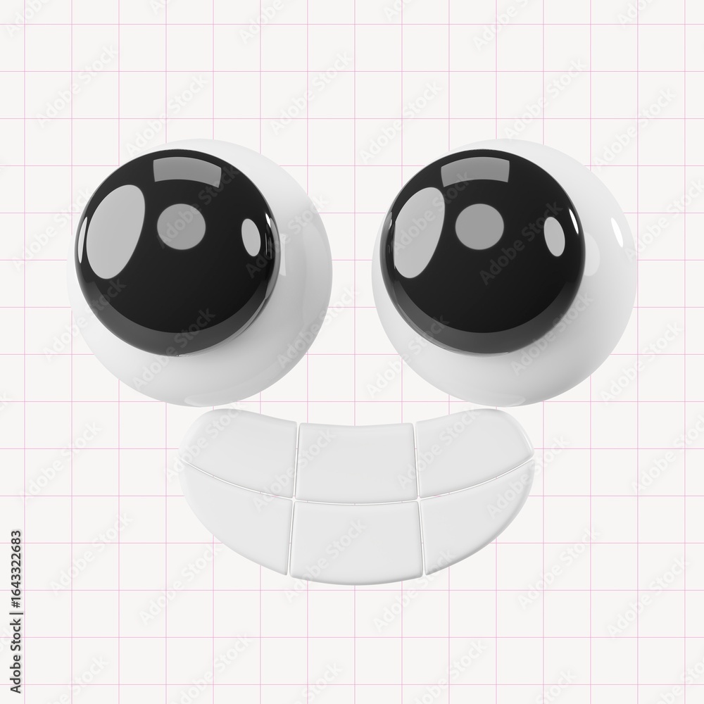 Cute happy face, 3D rendering design Stock Illustration | Adobe Stock