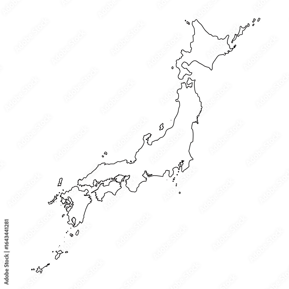 Simple outline map of Japan Stock Illustration | Adobe Stock