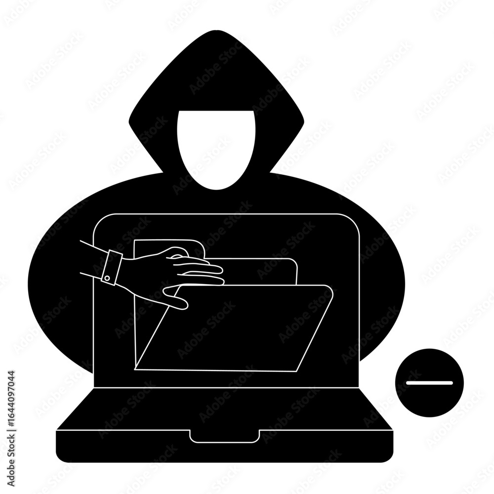 different phishing scenes and situations. Human hand with icon and ...