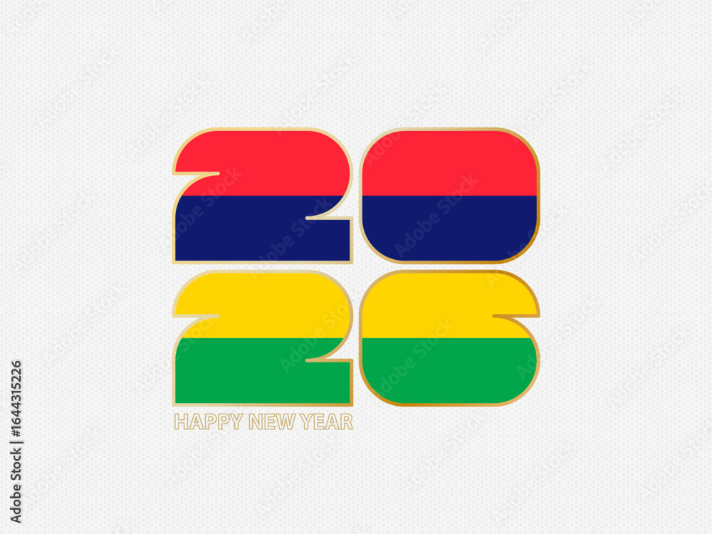 Abstract numbers 2026 with flag of Mauritius. Stock Vector | Adobe Stock