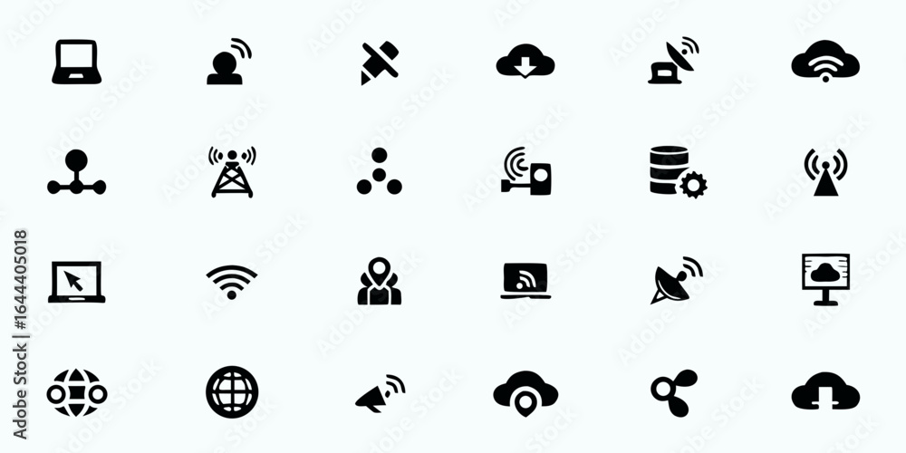 Networking & Connectivity Line Art Vector Icons — Wi-Fi, VPN, Ethernet ...