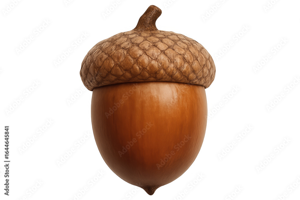 Ripe acorn with cap on transparent background representing autumn and ...