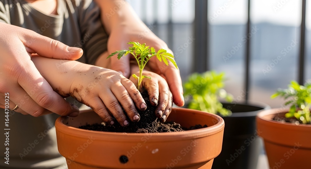 Caring Hands Planting New Life in Potted Soil, Growth, Nurturing ...
