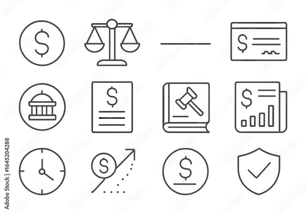 Minimum Wage Icons. Outline vector icons of minimum wage policy ...